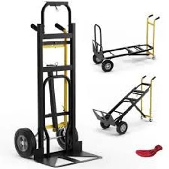 Lot 1321: BOXED 3 IN 1 FOLDING METAL HAND TRUCK WITH 4 RUBBER WHEELS ...