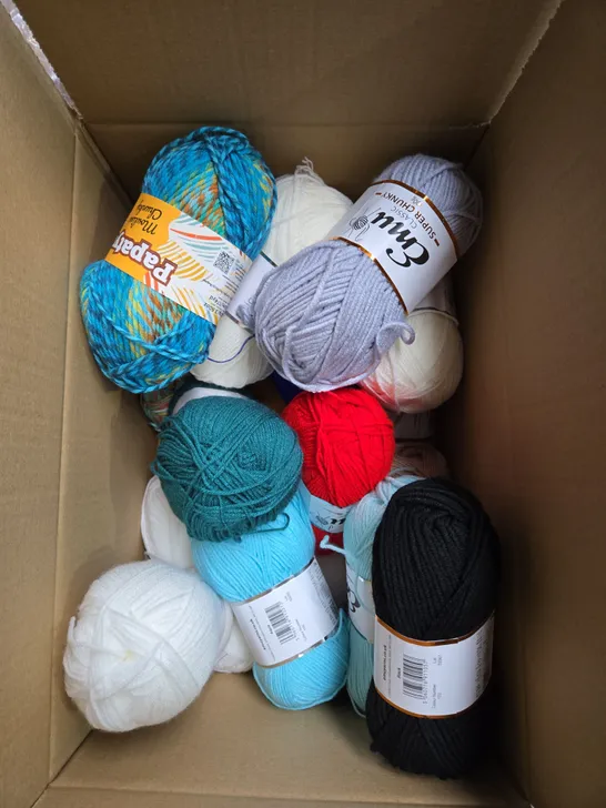 Lot 1308: BOX OF APPROXIMATELY 15 ASSORTED YARNS IN VARIOUS COLOURS ...