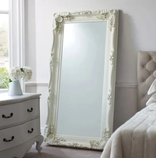 Lot 565: BOXED CARVED LOUIS LEANER RECTANGULAR MIRROR CREAM 176cm x ...